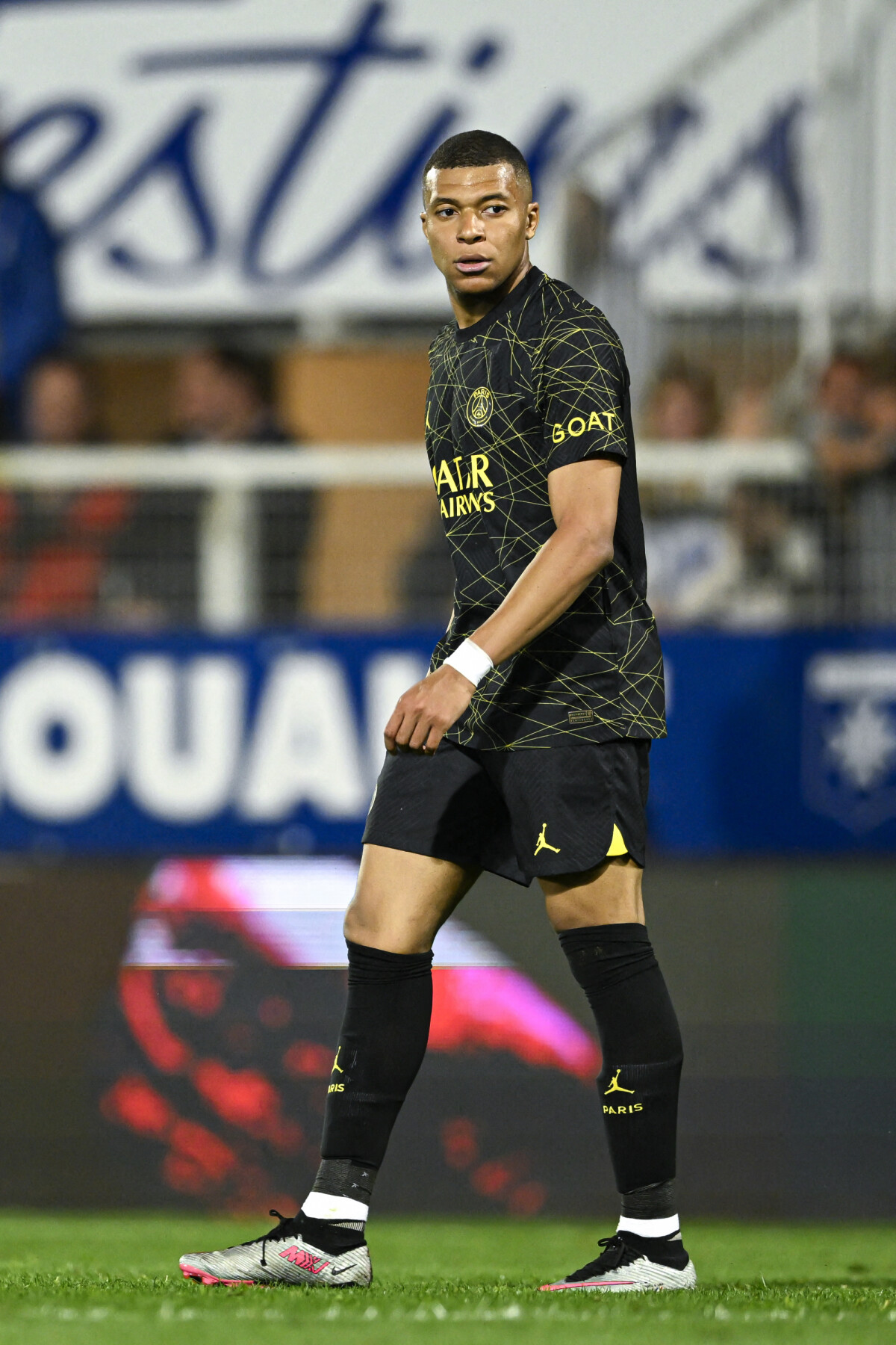 Photo : Kylian Mbappe durant un match face à Auxerre le 21 mai 2023 ...