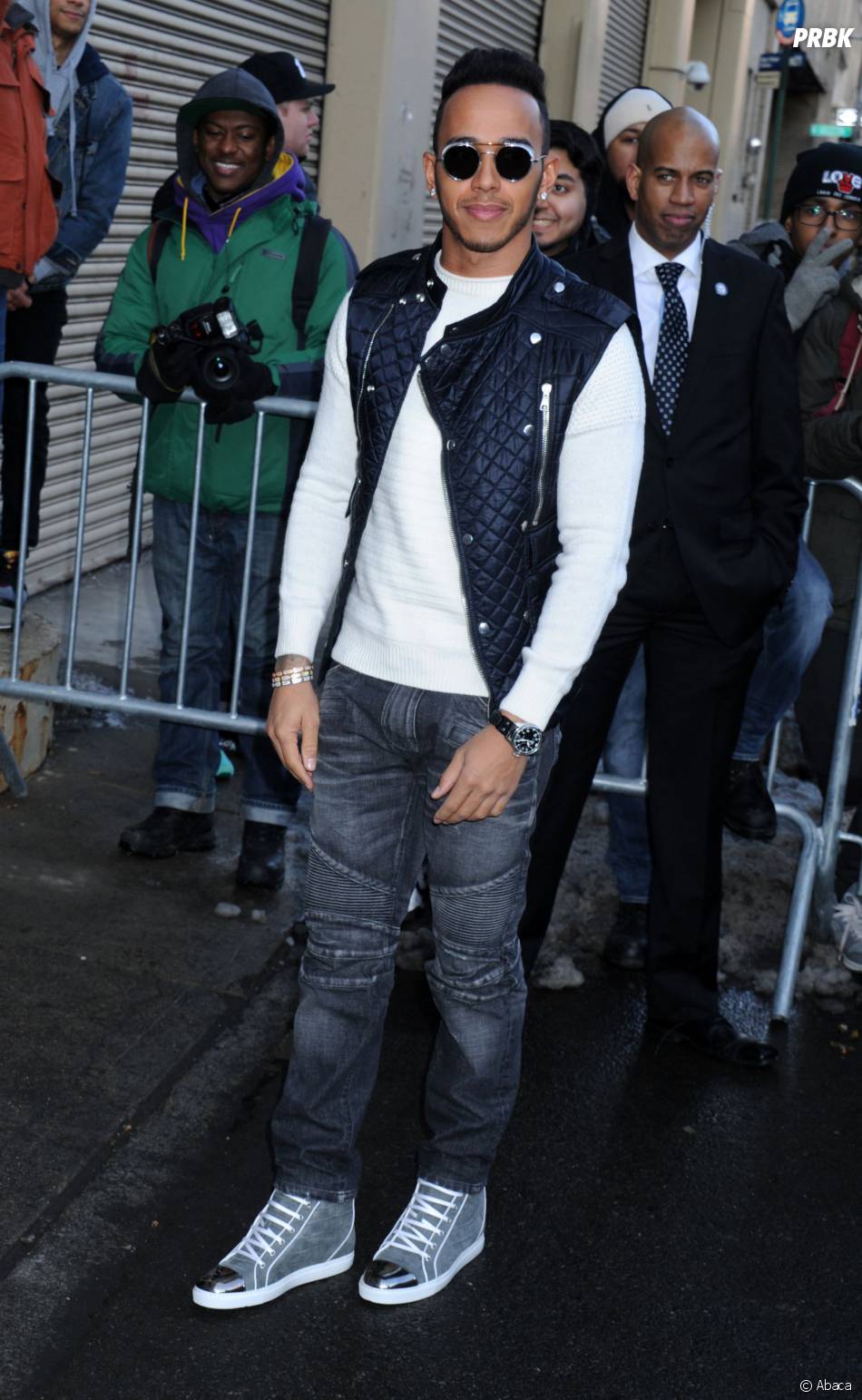 Lewis Hamilton au défilé Adidas x Kanye West, le 12 février 2015 à New ...