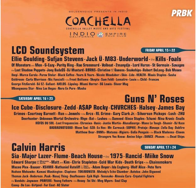 Coachella 2016 : Calvin Harris, Guns N' Roses, Sia... la programmation ...