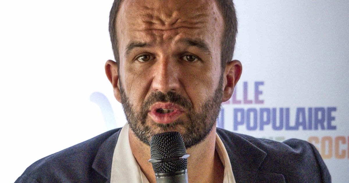 Manuel Bompard, député européen (LFI) lors de la conférence de presse ...