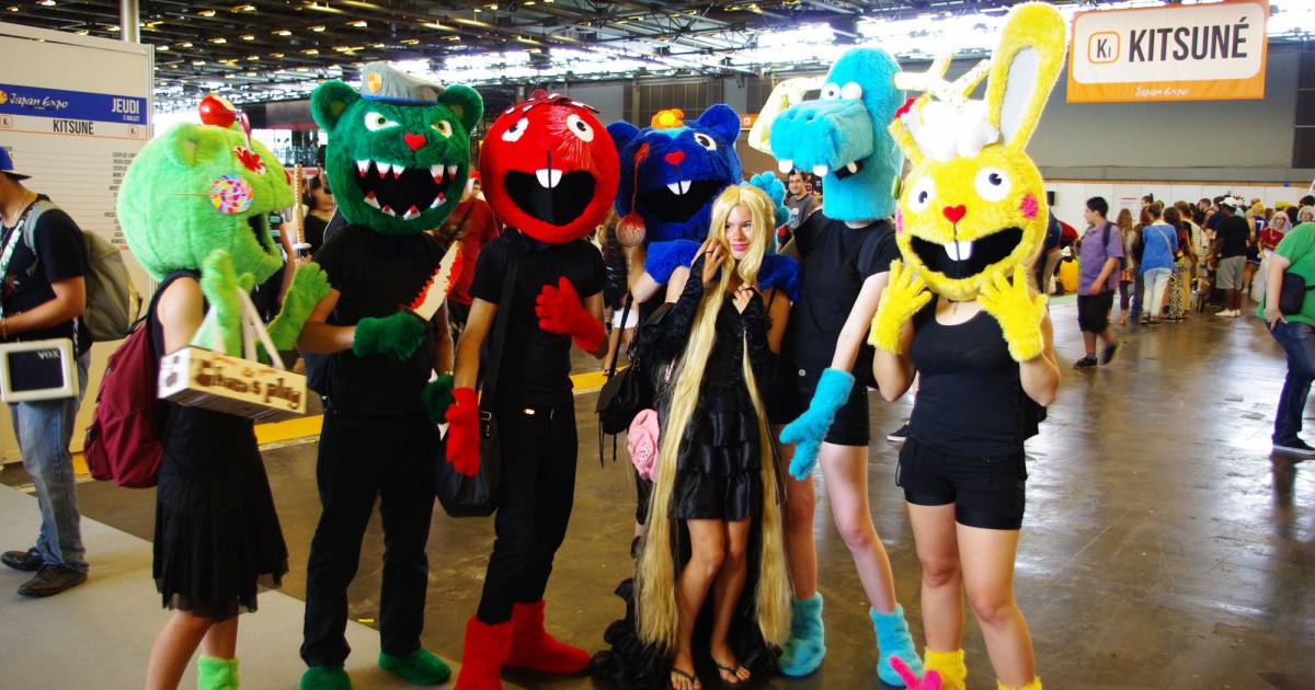 Des cosplayers Happy Tree Friends au salon Japan Expo, le 5 juillet ...