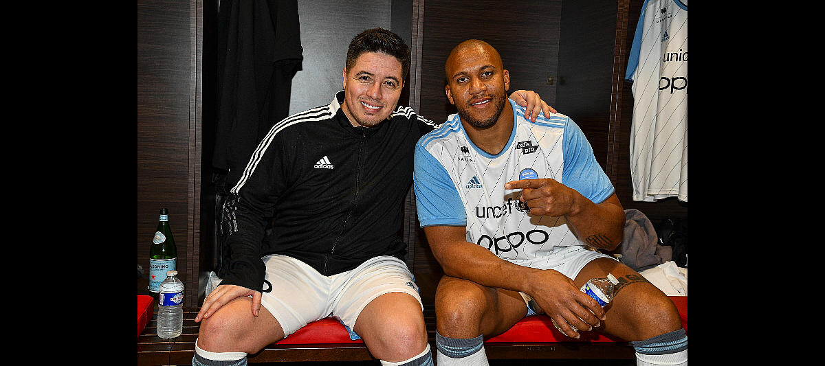 Photo : Exclusif - Samir Nasri et Ciryl Gane lors du match de football ...