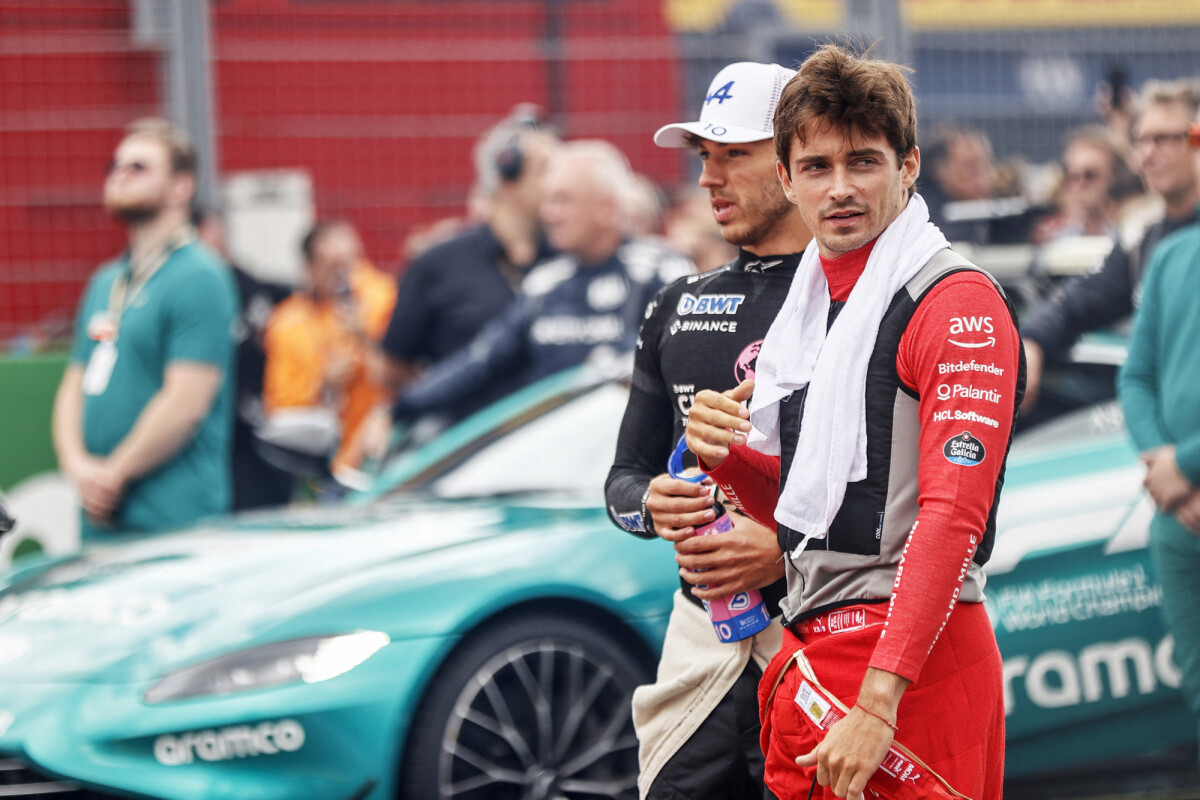 Photo : Pierre Gasly, Alpine F1 Team, and Charles Leclerc, Scuderia ...