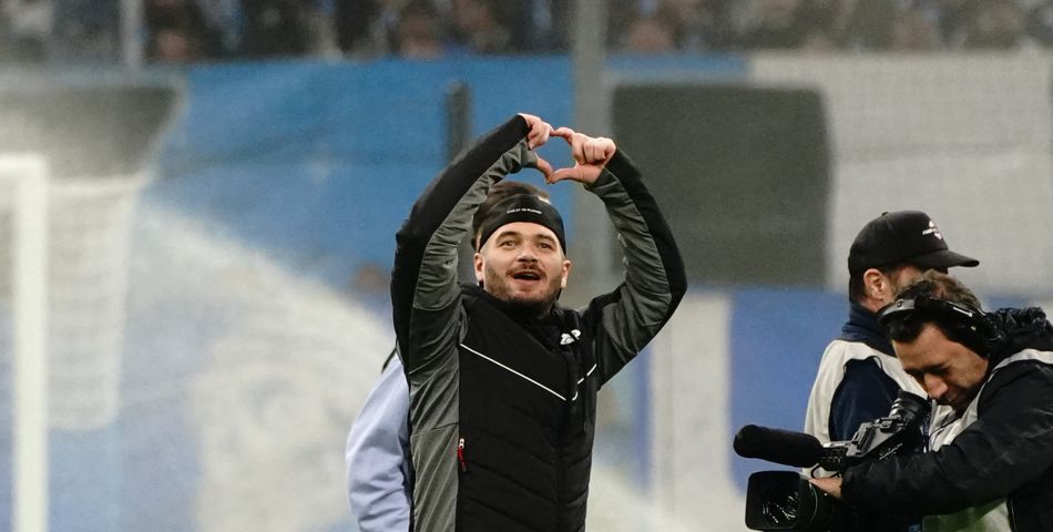 Le rappeur marseillais Jul lors du mMatch de championnat de Ligue 1 ...