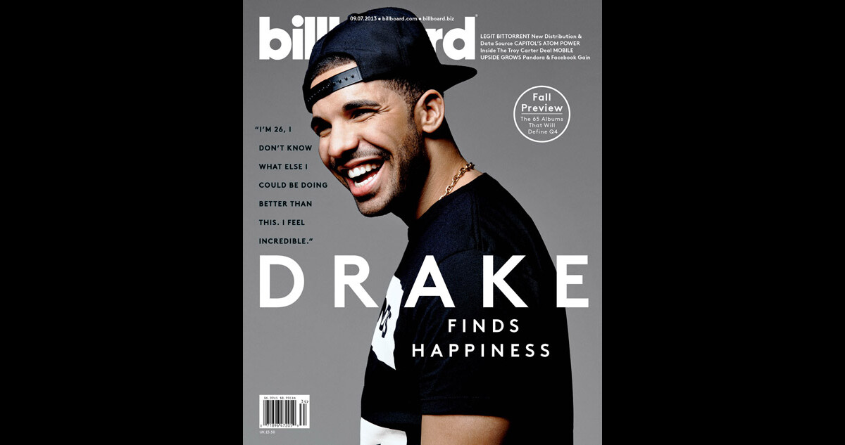 Photo : Drake, en couverture du magazine Billboard de septembre 2013 ...