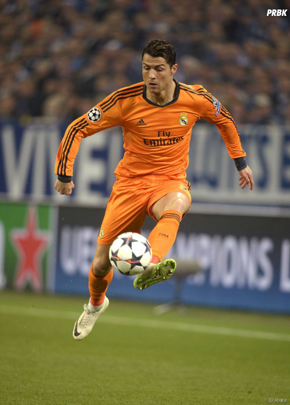 Cristiano Ronaldo en pleine action pendant la Ligue des Champions 2014...