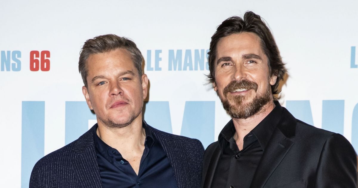 Matt Damon et Christian Bale à l'avant-première du film Le Mans au cinéma Gaumont Champs-Élysées ...