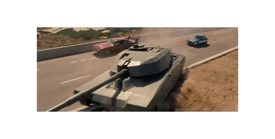 Un méchant et un tank dans Fast and Furious 6 - Purebreak