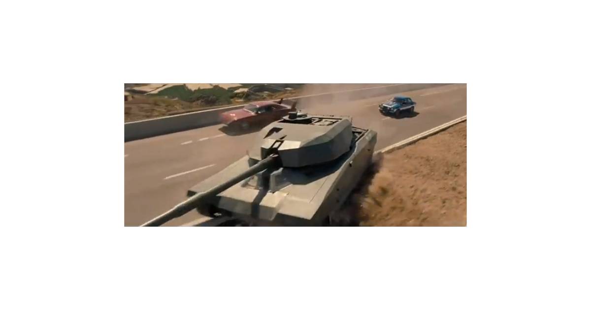 Un méchant et un tank dans Fast and Furious 6 - Purebreak
