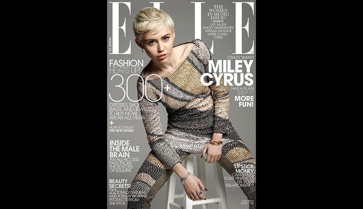 Photo : Miley Cyrus en couverture du magazine Elle pour avril 2014 ...