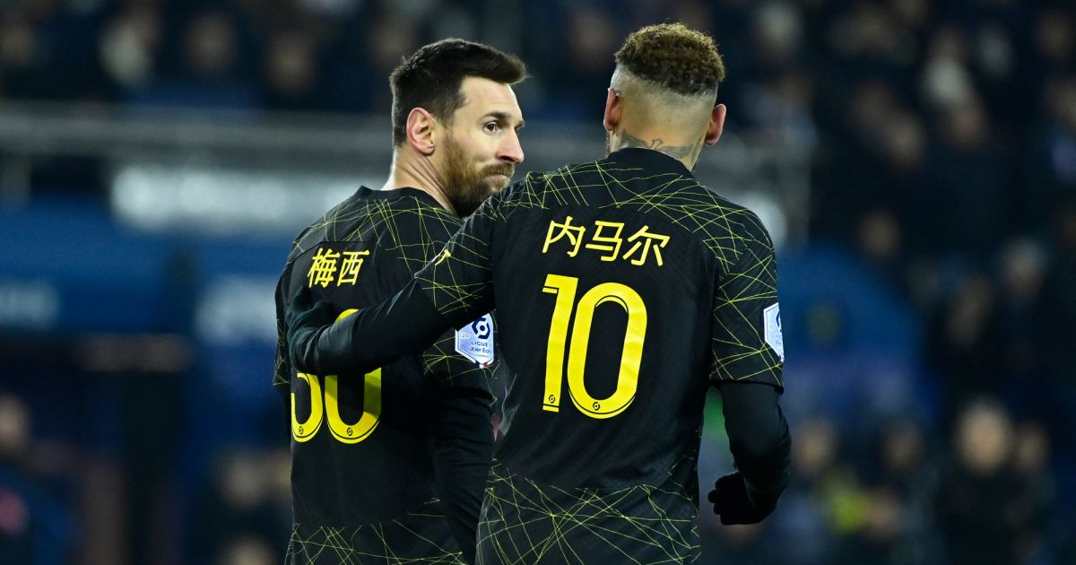 Neymar Jr ( 10 - PSG ) célèbre son but avec Lionel Leo Messi ( 30 - PSG ) - Match de Ligue 1 ...