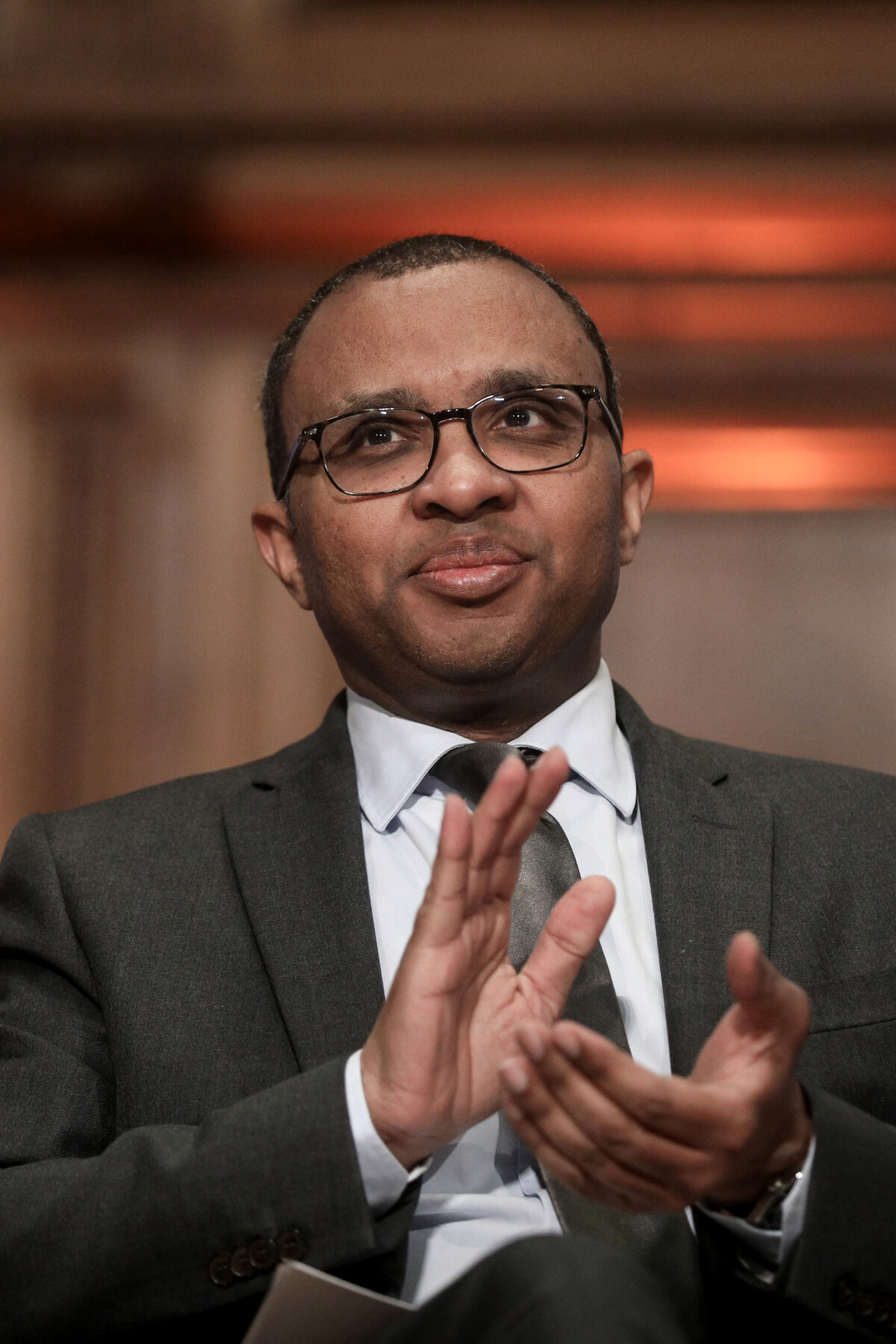 Photo : Pap Ndiaye, ministre de l'Éducation nationale et de la Jeunesse lors de la cérémonie de ...