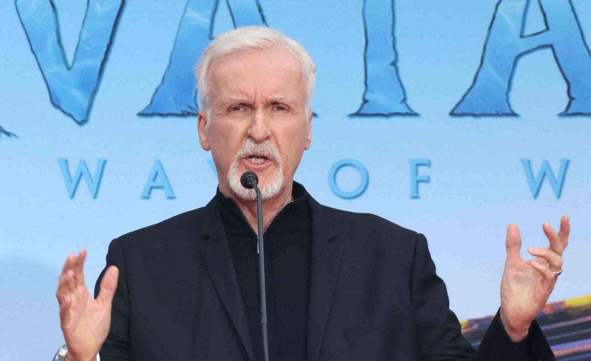 Photo : James Cameron lors de cérémonie de pose d'empreintes de mains ...