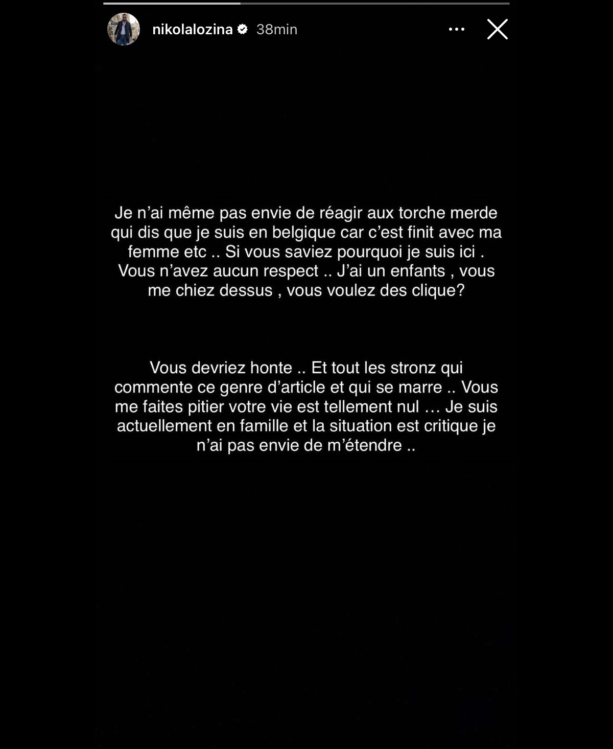 Photo : Nikola Lozina pousse un coup de gueule en story. - PureBreak