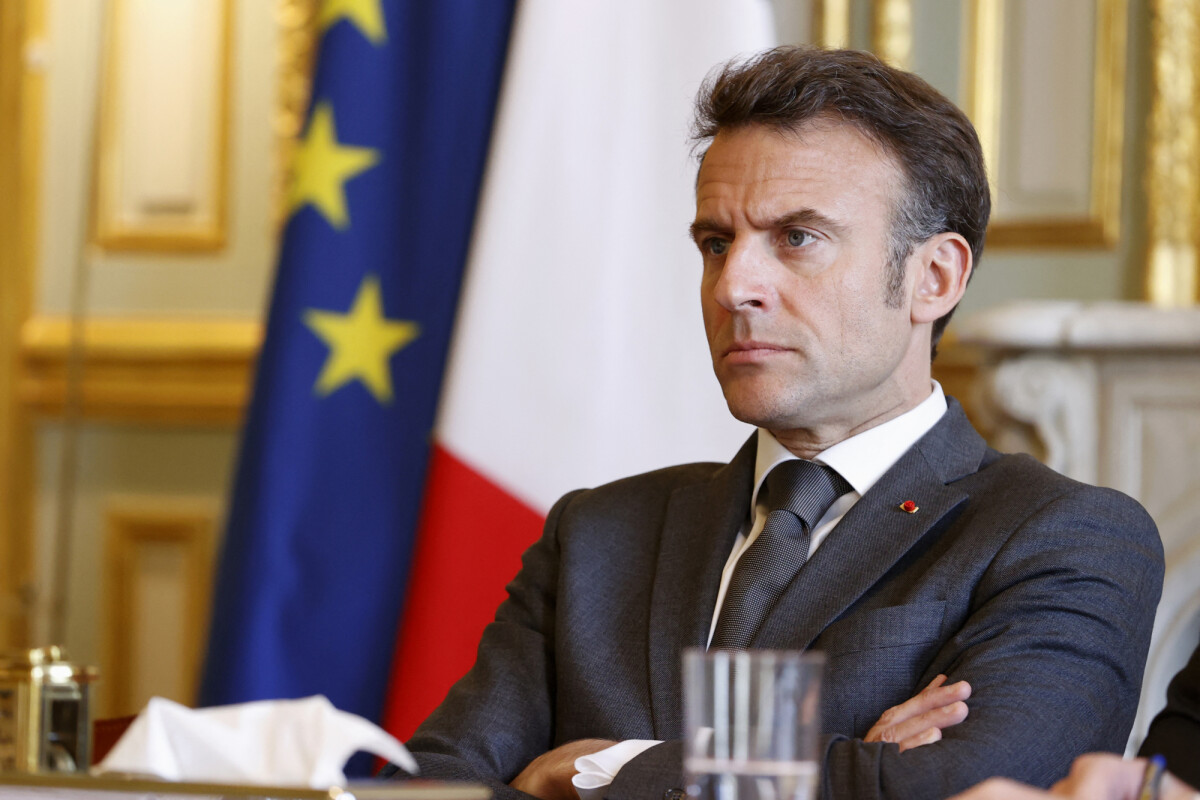 Photo : Le président Emmanuel Macron lors d'une réunion Patronat ...