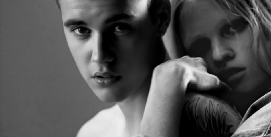 Justin Bieber et Lara Stone dans leur publicité pour Calvin Klein ...