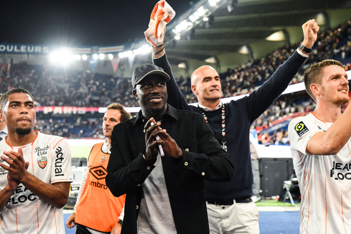 Photo : President Loic FERY of Lorient and Benjamin MENDY of Lorient during the Ligue 1 Uber ...