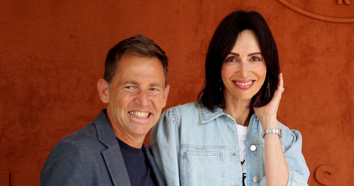 Daniel Riolo et sa compagne Géraldine Maillet au village lors des Internationaux de France de ...