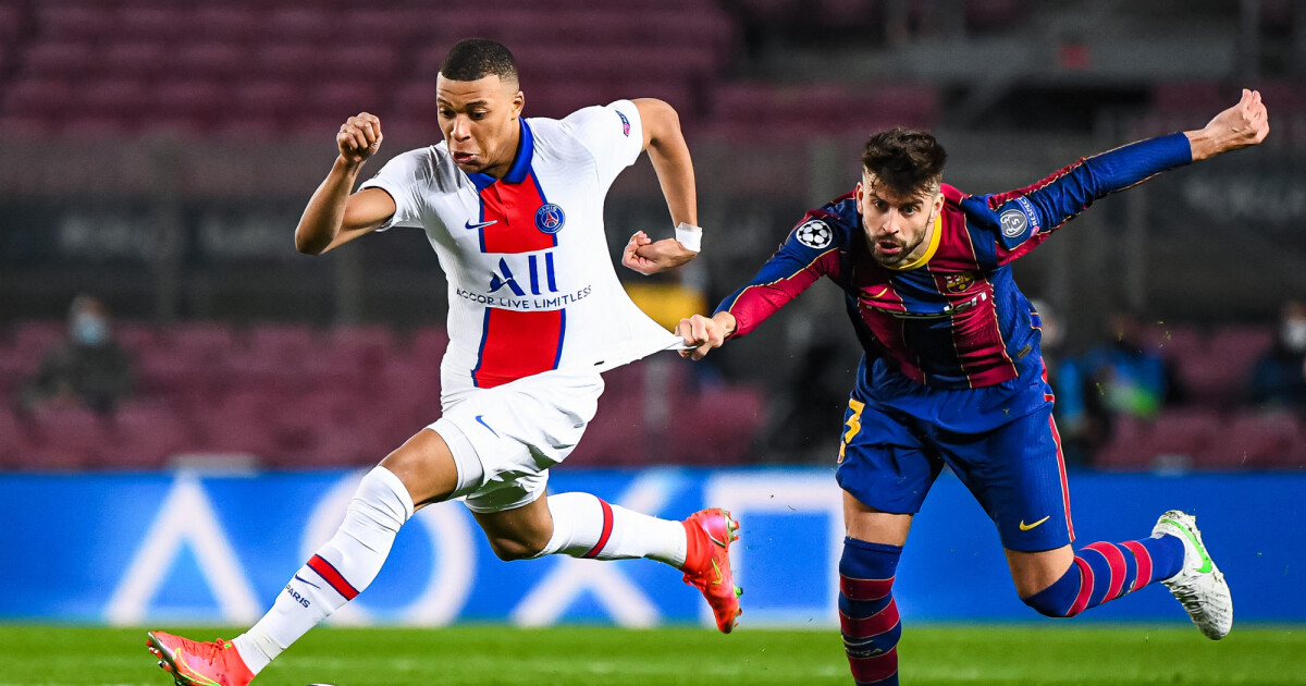 Kylian Mbappé humilie Gerard Piqué pendant le match Barça-PSG : le best ...