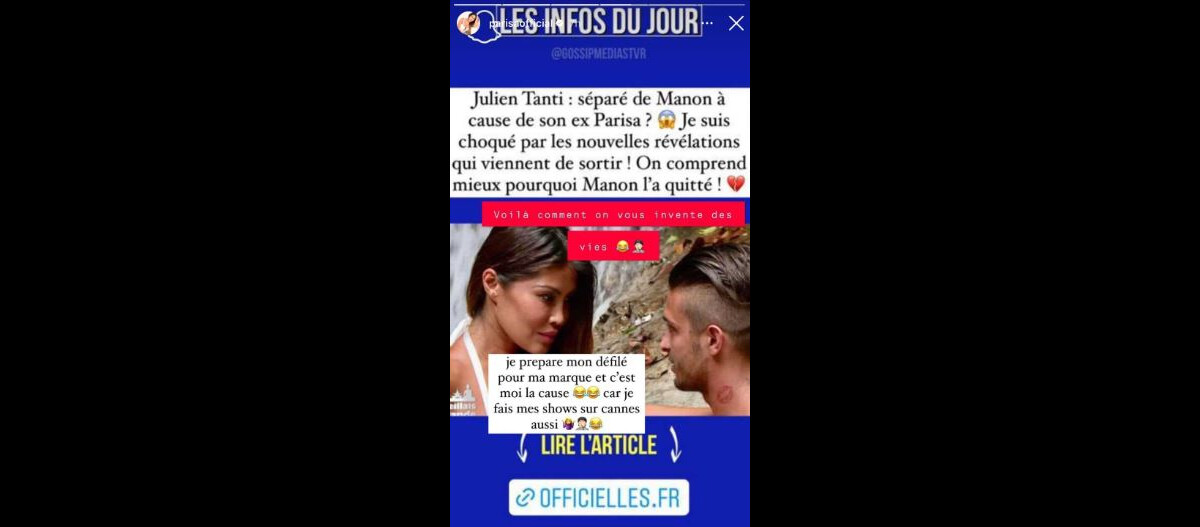 Photo : Parisa s'agace des fakes news. - PureBreak