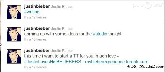 Justin Bieber rameute ses beliebers sur Twitter ... pour leur dire ...
