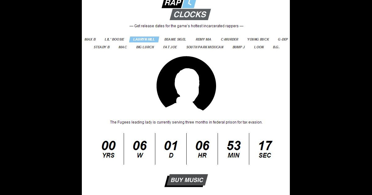 Rap Clocks, le site pour savoir quand Lauryn Hill et Fat Joe sortiront ...